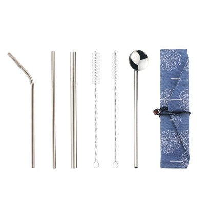 Colorful 304stainless steel Straw set metal stirring spoon