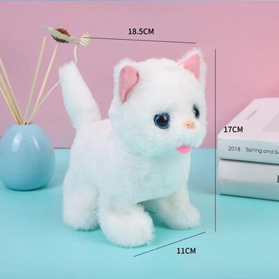 ??Electric Plush Cat Toy Walking Barking Moving Machine Si