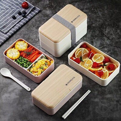 Japanese-style Lunch Box Double-layer Separated Bento Box Po