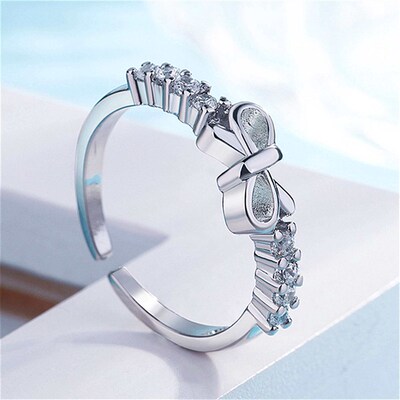 Zircon ring womens diamond-encrusted open womens ring smal