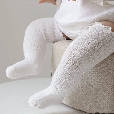 3 Pairs Baby Socks Boys Girls Knee High Kids Frilly Solid Co