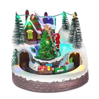 Animated Christmas Villages House Collectible Figurine Decor