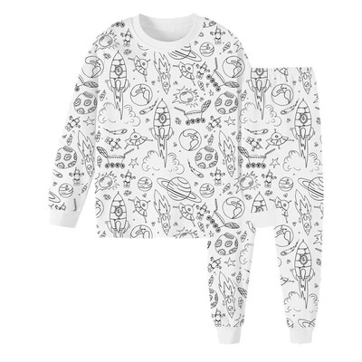 DIY Pajamas Kids Sketch Colorful Pajama Set Kids Art Color Y