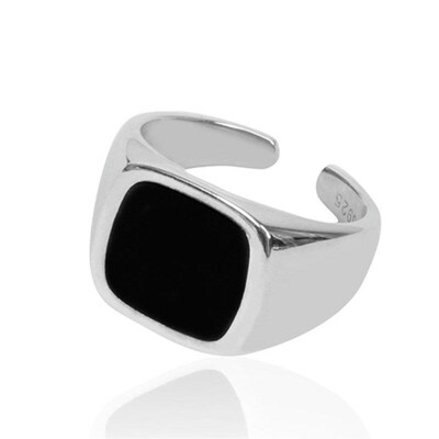 Black Resin Square Ring Simple Design Fashionistas Open Ring