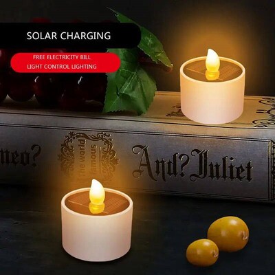 Solar Power Flameless LED Tea Light Plastic Candle Light Pow