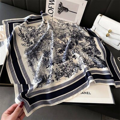 New Literary Fashionable Bandana Simulation Silk 7070cm Temp