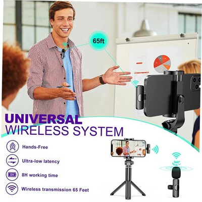 Wireless Lavalier Microphone Audio Video Recording Mini Mic