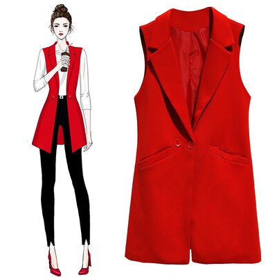 New Blazer Casual Solid Vest Waistcoat Women Temperament Lap