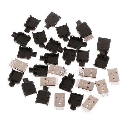 10Sets Type A USB 4 Pin Male Socket Kit Connector Plug Termi