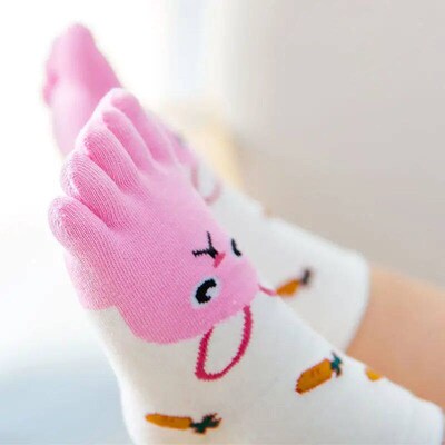 1pair Animal Cartoon Five Fingers Sock Hosiery Toe Socks Tod