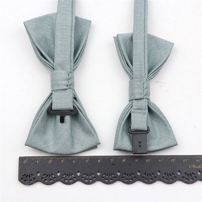 Soft Polyester Solid 15 Colors Father-son Bowtie Set Black B