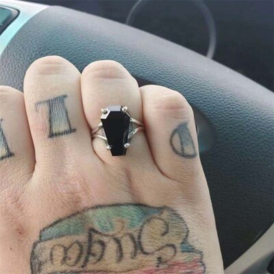 Vintge Punk Gothic Black Rhombus Zircon Rings For Women Pers