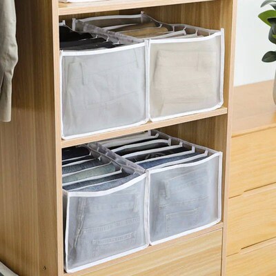7 Grids Jeans Storage Box Closet Wardrobe Clothes Compartmen
