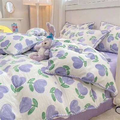 28 Colors  Bedding Set No Filler Purple Tulip Fashion Duvet