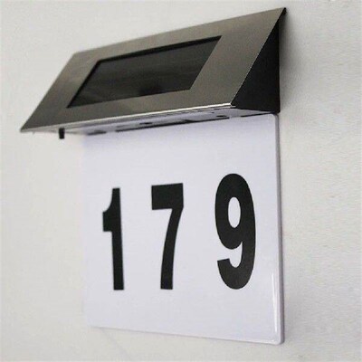 House Number LED Solar Lamp Outdoor Garden House Address
