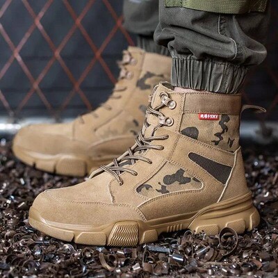 Outdoor Men Work Boots Safety Shoes Anti-puncture Safety Boo