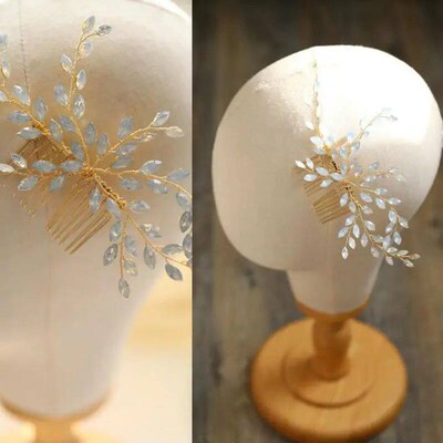 Wedding Headband For Brides Handmade Opal Crystal Vines Brid