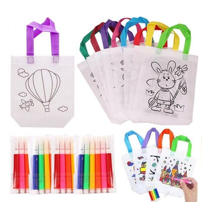 5PCS Set DIY Graffiti Bag with Markers Handmade Painting Non