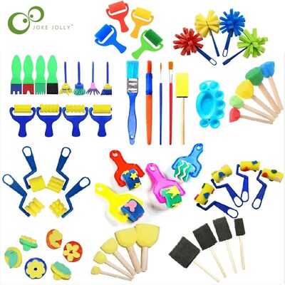Children Toddler Sponge Stamp Brush Kits Flower Drawing Toys