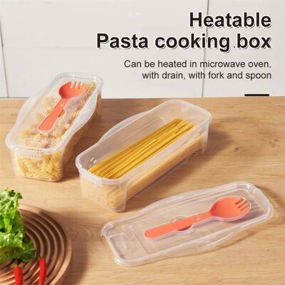 Microwave Pasta Noodles cooking Box Heat Resistant Draining