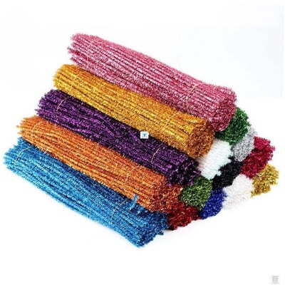 100pcs Glitter Chenille Stems Pipe Cleaners Plush Tinsel Ste