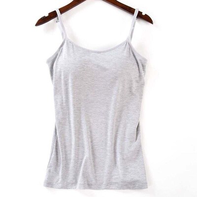 New Padded Bra Tank Top Women Modal Spaghetti Solid Cami Top