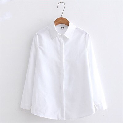 2018 New Casual Woman Office Blouse Long Sleeve White Shirt