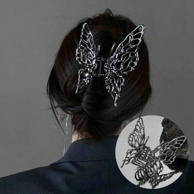 Butterfly Hair Clip Bright Silver Cross Geometric Hairpin Ro