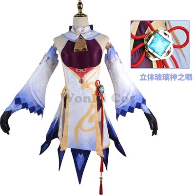 Jumpsuit Kostum Cosplay Game Genshin Impact Ganyu dengan Hia