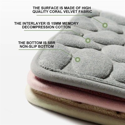 Cobblestone Embossed Bath Mat Non-slip Carpets Water Absorpt