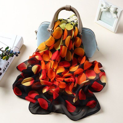 Silk Scarves Woman Spring  Autumn Long Dots Printed Shawl Sc