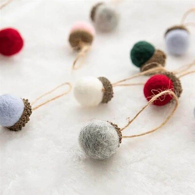 6pcs Xmas Tree Ornament Wool Felt Pine Tower