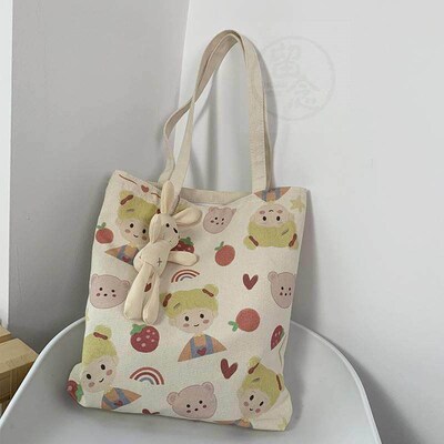 -ins cute canvas bag girl niche bag hand-held shoulder packa