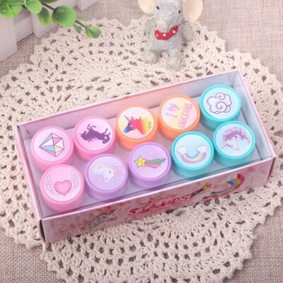 10pcs/Set Children Toy Stamps Cartoon Unicorn Flamingos Merm