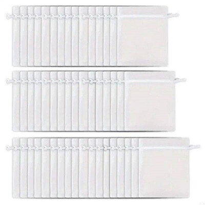 4X7B 50pcs White Transparent Mesh Fabric Bags for Storing
