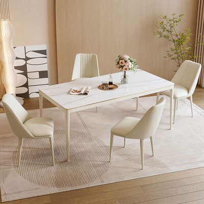 Modern Simple White Dining Table Rock Board Household Small
