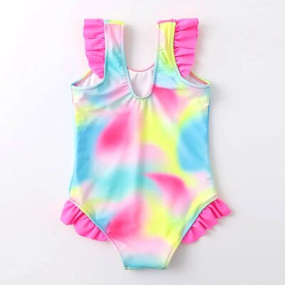 Unicorn Print Falbala Kids Girls Swimsuit 2024 Kid Children