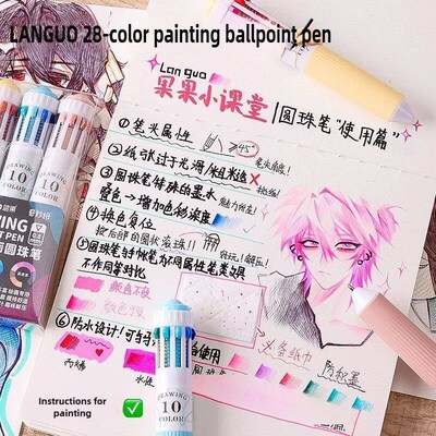 LANGUO 28/30 Colors Ballpoint Pen 0.8mm Cartoon Soft Grip Pr