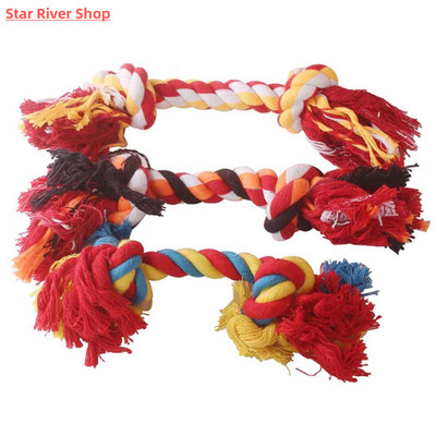 Pet Dog Puppy Double Knot Chew Rope Knot Toys Clean Teeth Du
