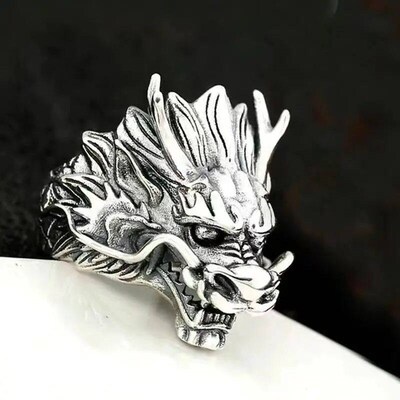 Retro Demon Dragon Siren Ring Domineering Hip Hop Rock Gothi