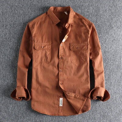 Multi-colored Retro Stripe Cotton Shirt Mens Long Sleeve Sp