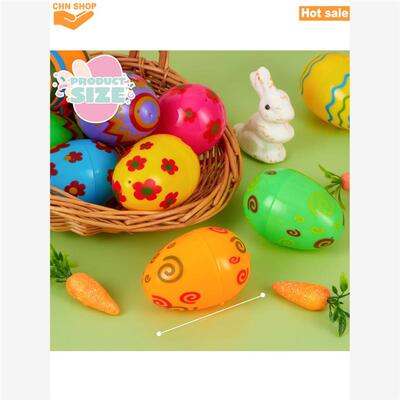72 PCs Plastic Printed Bright Easter Eggs 2.3 Easter Hunt