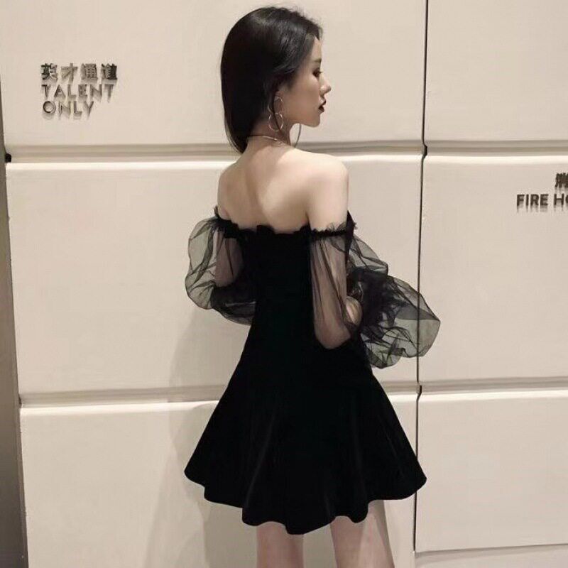 Mesh Long-sleeved Dress Womens Spring Dress New Style Celeb