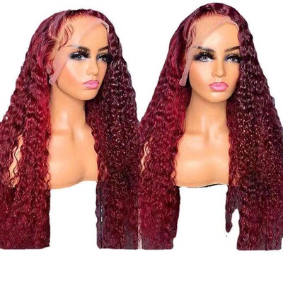 9A peruvian wine red curly human hair bundles kinky curly
