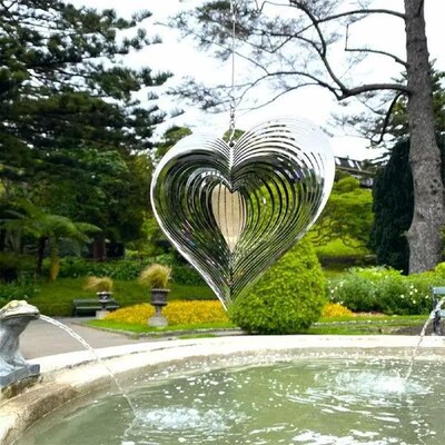 Beating Heart Wind Spinner Stainless Steel ABS Wind Catcher