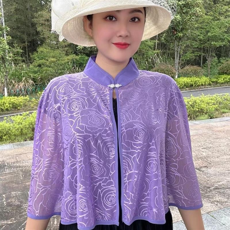 防晒披肩斗篷女士外搭夏季薄款披风时尚洋气高档防紫外线丝巾开衫