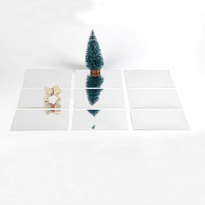 9/12pcs Wall ers 3D Square Mirror Silver Decal Mosaic Bathro