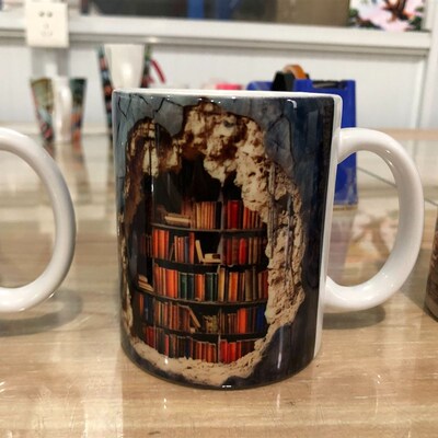 跨境新款陶瓷3D Bookshelf Mug马克杯 创意空间设计多用马克杯