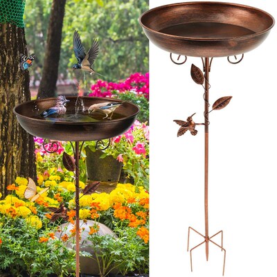 32 Inches Garden Birdbath Sturdy Iron Outdoor Bird Bath for