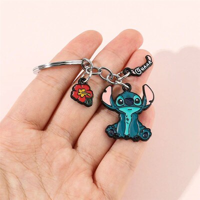 Stitch Keychain Metal Enamel Pendant Keyrings Cute Stitch Ke